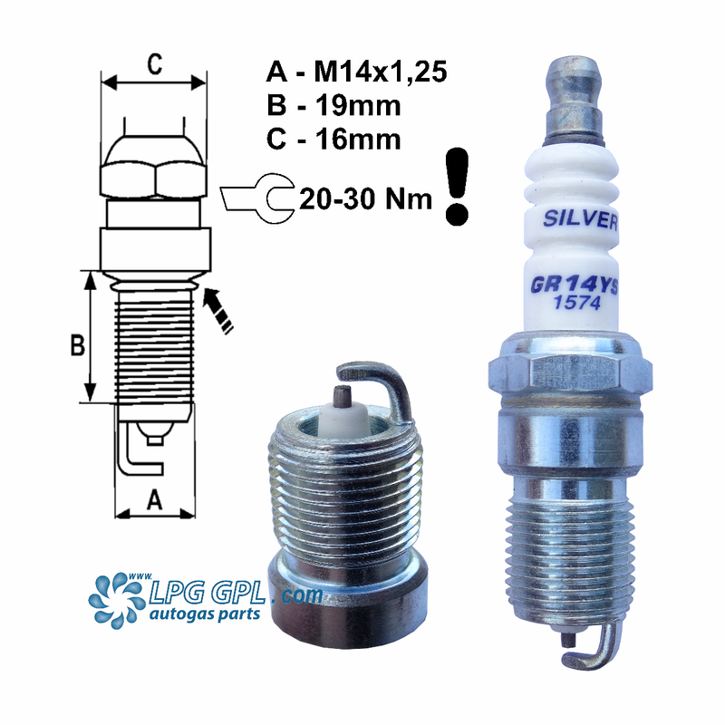 GR14YS Brisk Spark Plugs For LPG GPL CNG Methane Nitrous Methanol Fuel ...