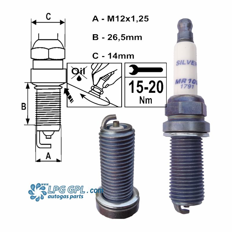 MR10S Brisk Spark Plugs For LPG GPL CNG Methane Nitrous Methanol Fuel ...