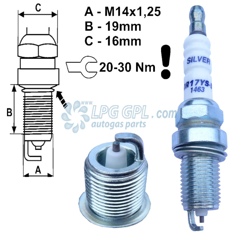 DR17YS Brisk Spark Plugs For LPG GPL CNG Methane Nitrous Methanol Fuel ...
